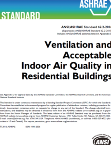 ASHRAE 62.2-2016 – Most Currently Technical Standards