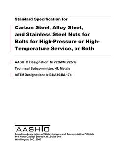 AASHTO M 292M/M 292-19 – Most Currently Technical Standards