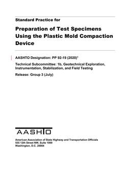 AASHTO PP 92-19 (2020) – Most Currently Technical Standards