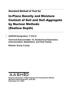 AASHTO T 310-19 – Most Currently Technical Standards