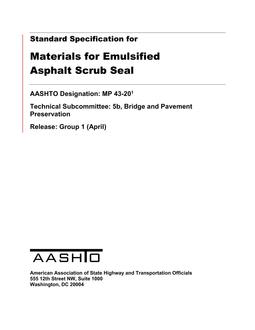 AASHTO MP 43-20 – Most Currently Technical Standards