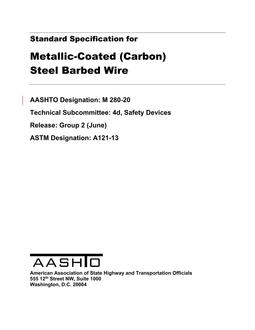 AASHTO M 280-20 – Most Currently Technical Standards