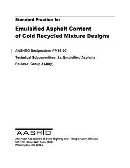 AASHTO PP 86-20 (2021) – Most Currently Technical Standards