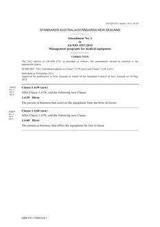 AS/NZS 3551:2012 AMDT 1 – Most Currently Technical Standards