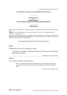 AS/NZS 3760:2010 AMDT 2 – Most Currently Technical Standards