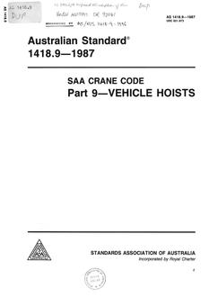 AS 1418.9-1987 – Most Currently Technical Standards
