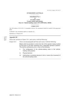 AS 1418.11:2014 Amd 1:2015 – Most Currently Technical Standards