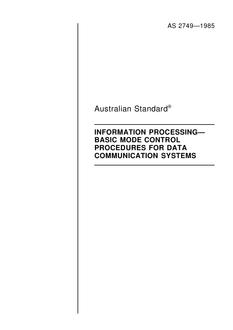 AS 2749-1985 – Most Currently Technical Standards