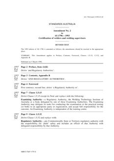 AS 1796-1993 AMDT 2 – Most Currently Technical Standards