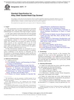 ASTM A574-17 – Most Currently Technical Standards
